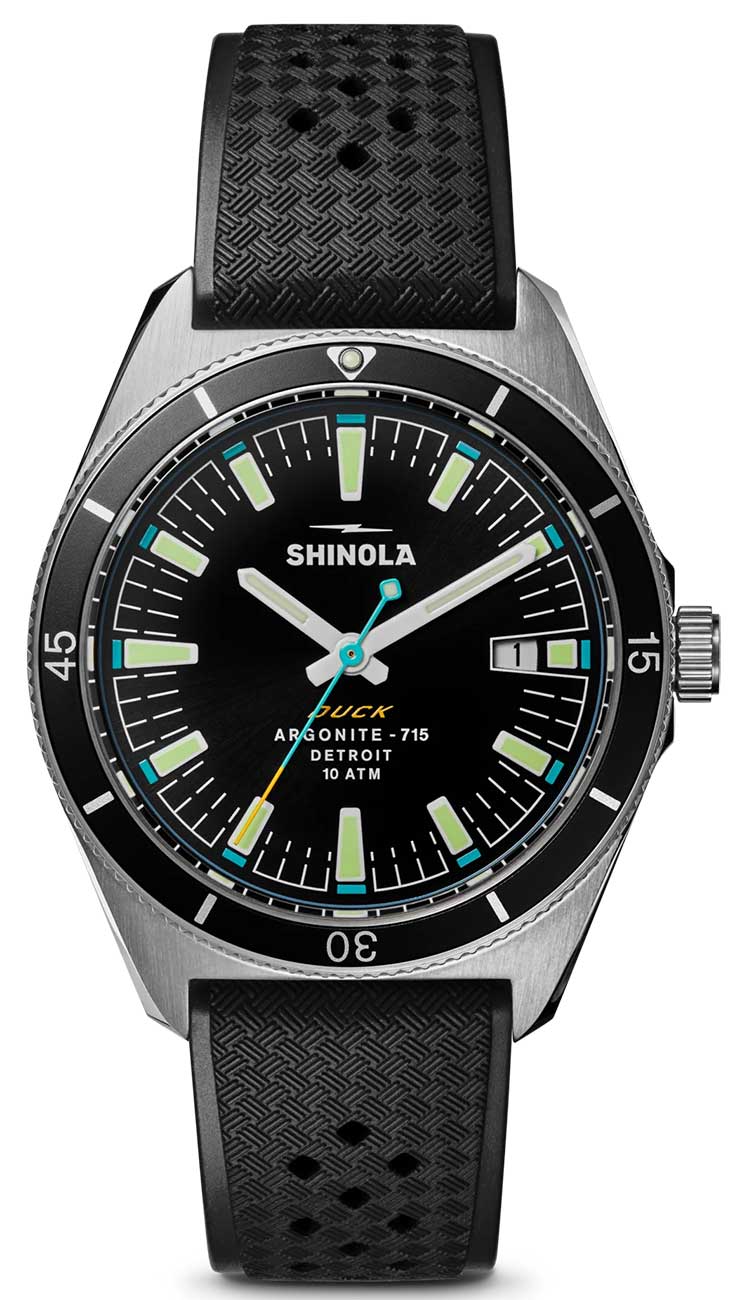 Shinola Duck Watch 40mm in Black | Rubber - S0120301730