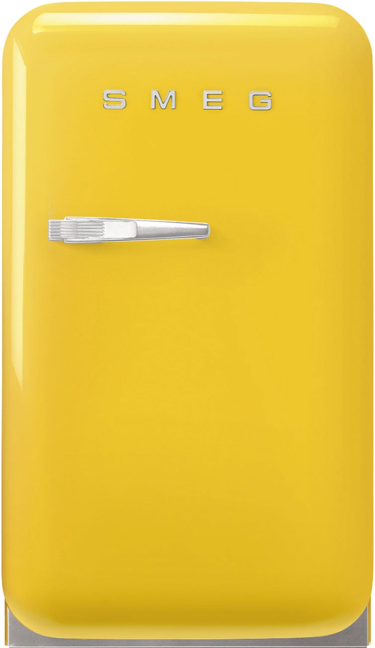 Smeg Retro-Style Right Hinge Refrigerator 16-Inch in Yellow FAB5URYW3