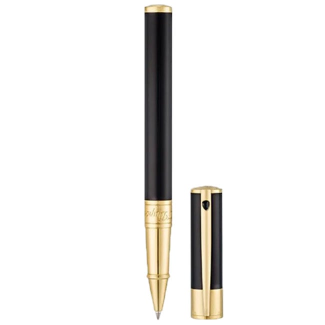 S.T. Dupont D-Initial Rollerball Pen in Black and Golden Chrome - 262202