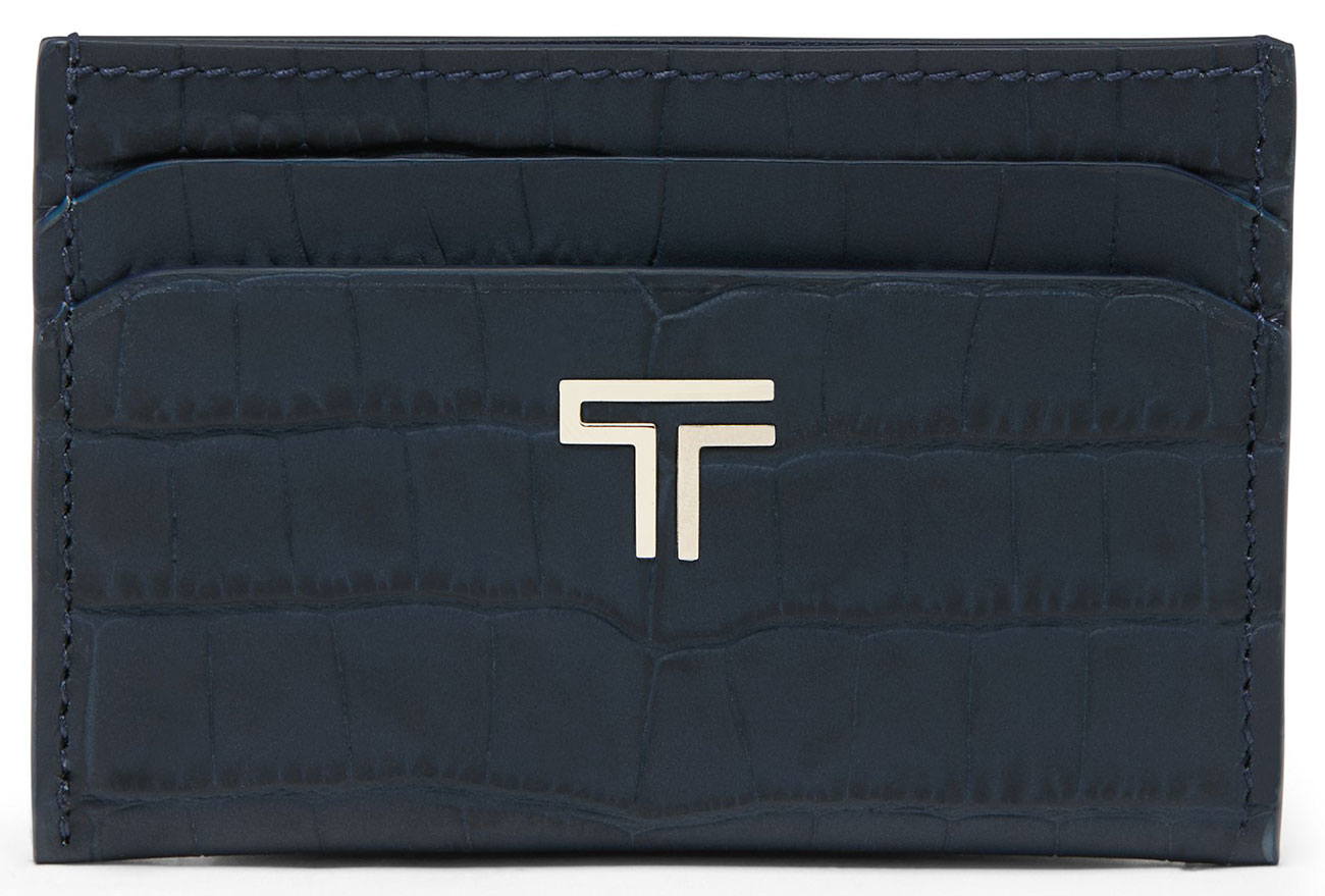TUMI Turin Slim Card Case in Navy Croc - 152877A533