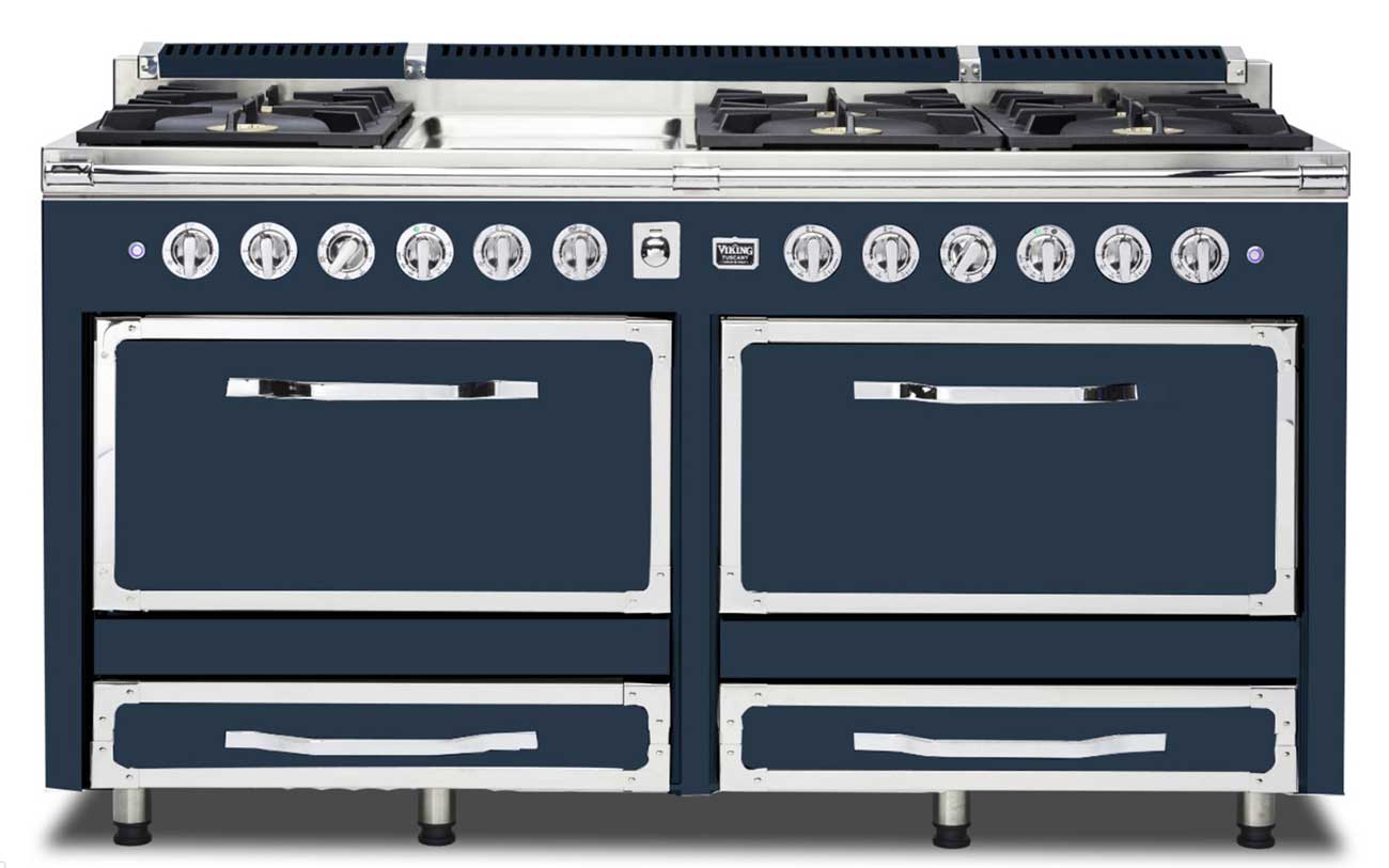Viking Tuscany Dual Fuel Range Slate Blue 66 Inch - TVDR6616GSB | Abt