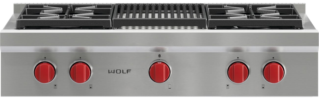 Wolf 36" Stainless Gas Rangetop With 4 Burners | Abt